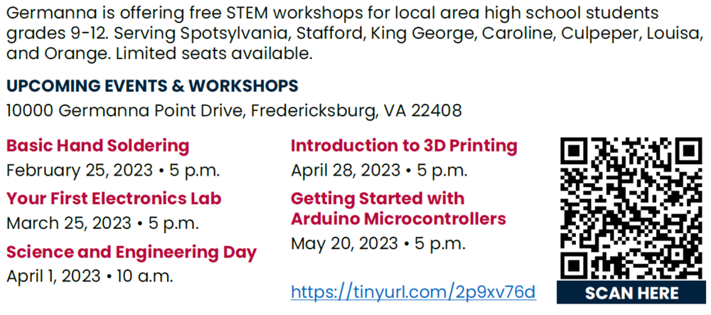 STEM WORKSHOPS - Germanna Community College | Spotsylvania Career ...